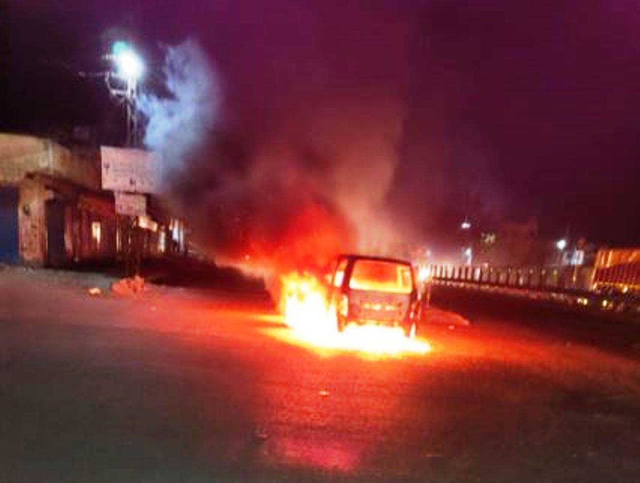 Car catches fire in Kherwara Udaipur
