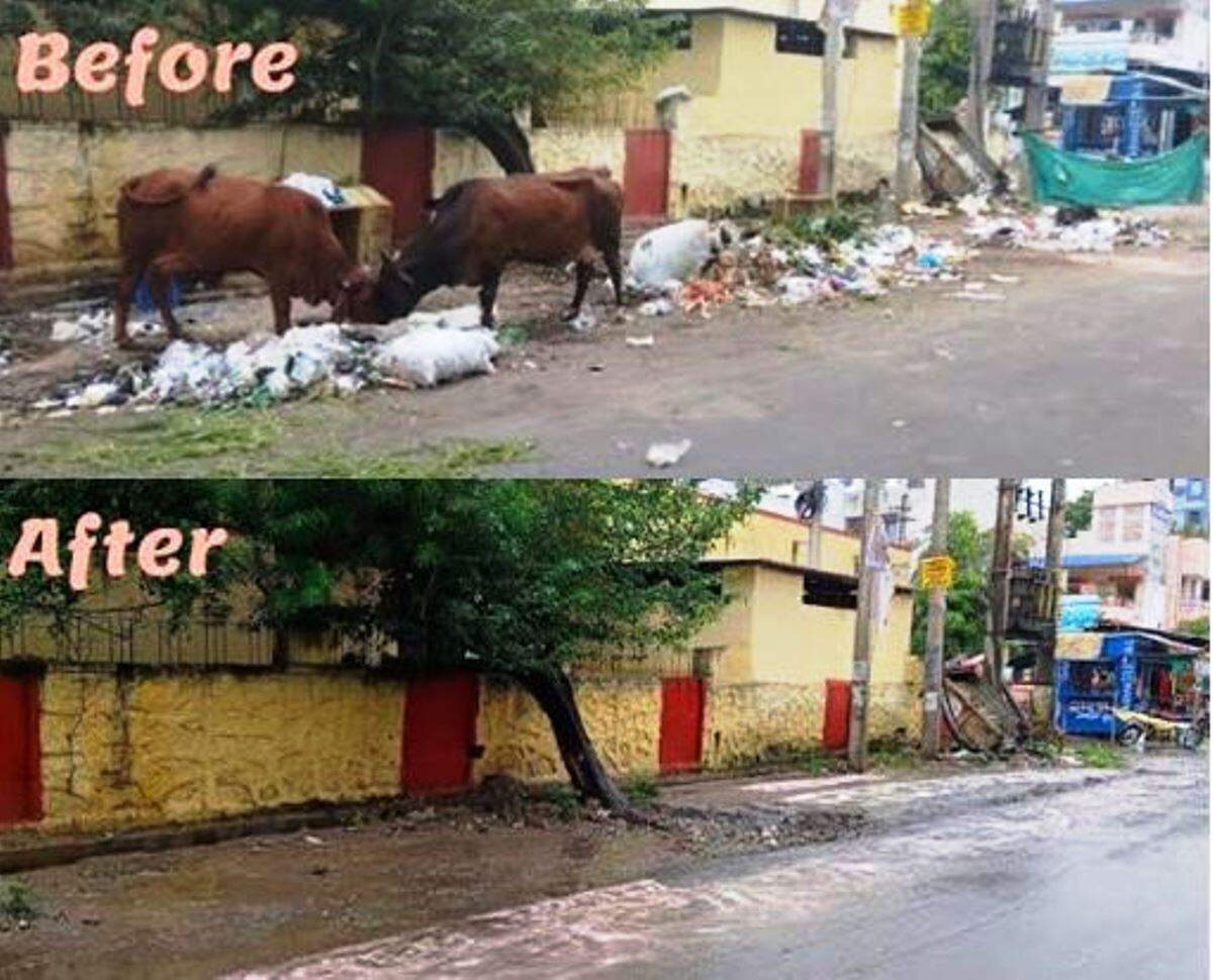 Garbage stand spruced up, message of cleanliness given in rangoli