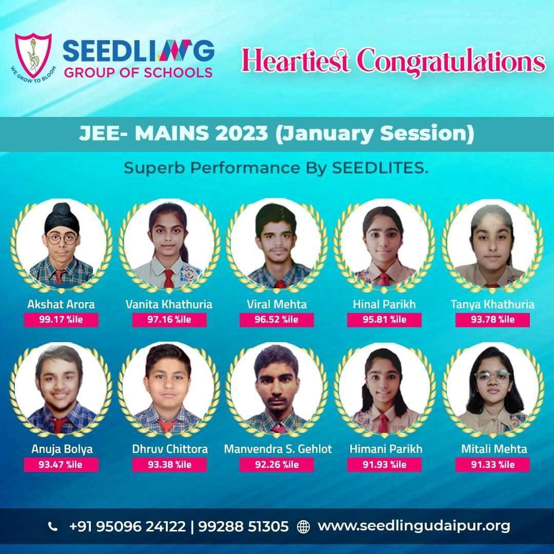 Students of Seedling Excel in JEE Main Examination January 2023 Session