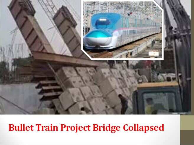 A part of the bridge under construction of Bullet Train project ...